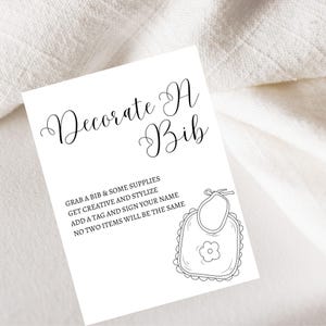 Design a Bib Sign, Baby Shower Activity Sign, Decorate a Bib Baby ...