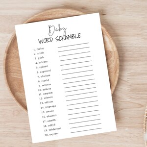 Baby Word Scramble Baby Shower Game, Gender Neutral, Baby Shower Word ...