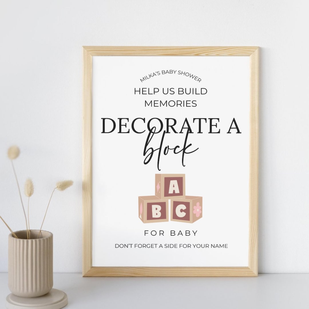 Decorate a Block Baby Shower Activity, Decorate Baby's First ABC Blocks ...