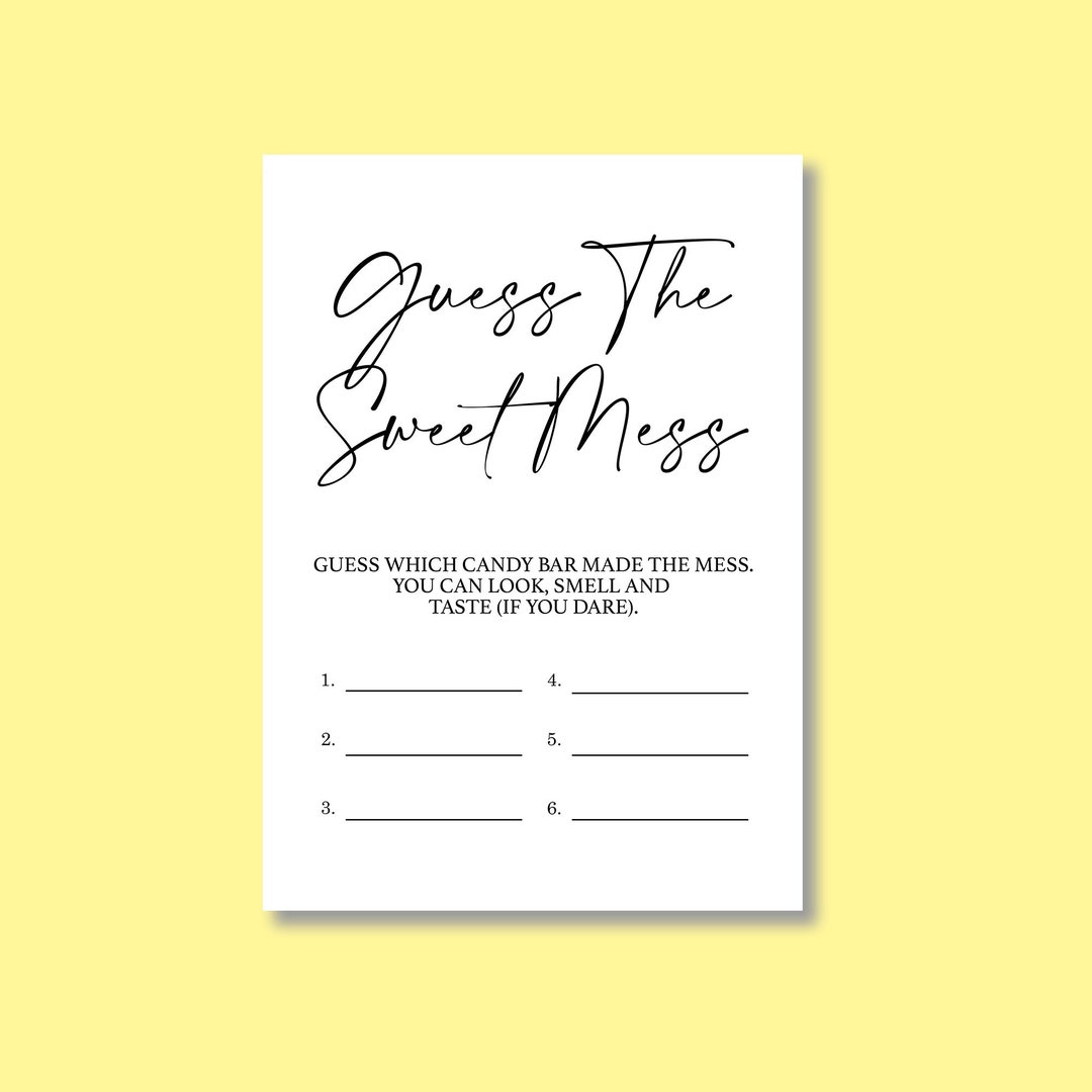 Guess the Sweet Mess Baby Shower Game Card Name That Poo - Etsy