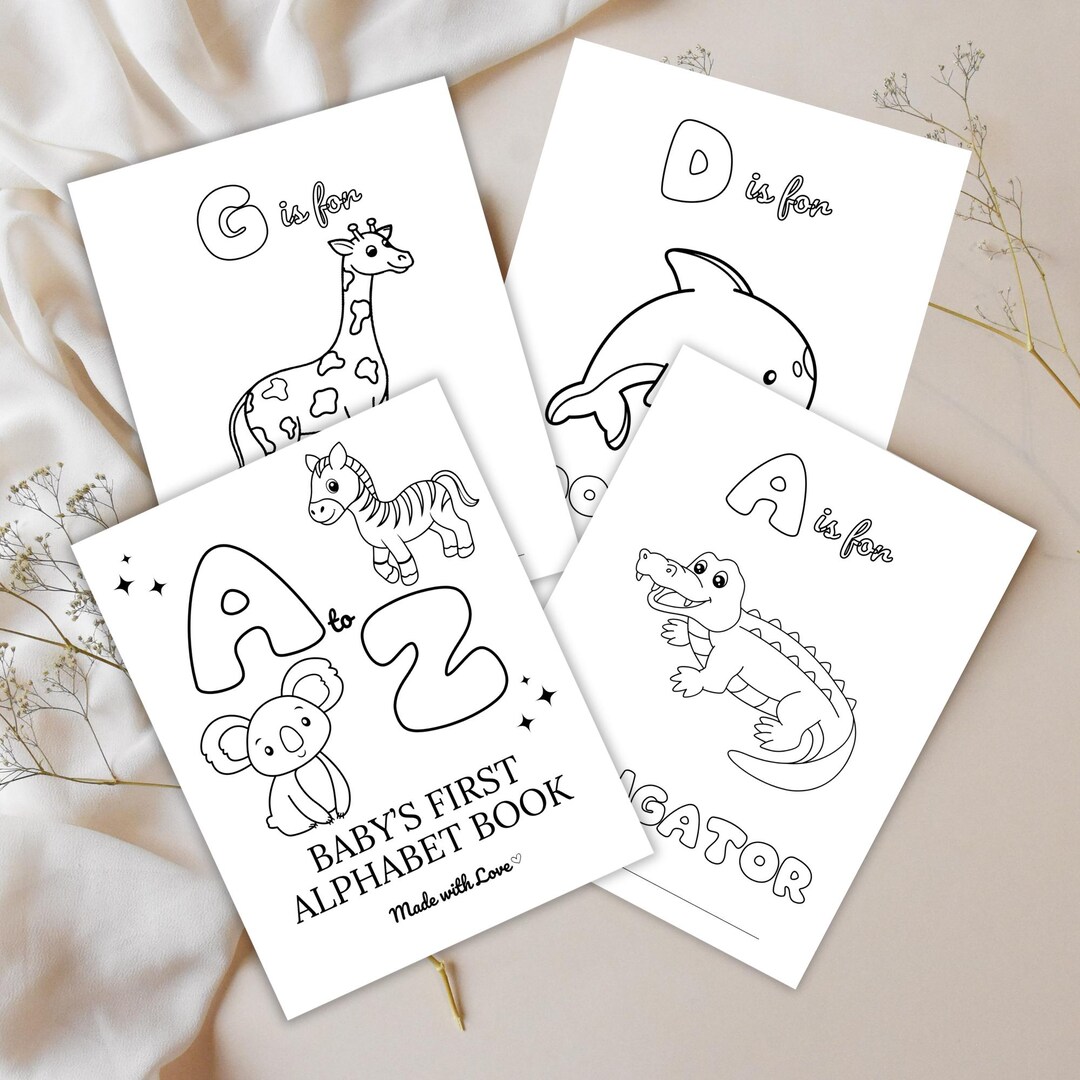 Printable Baby Shower ABC Coloring Book, Animal Coloring Pages ...