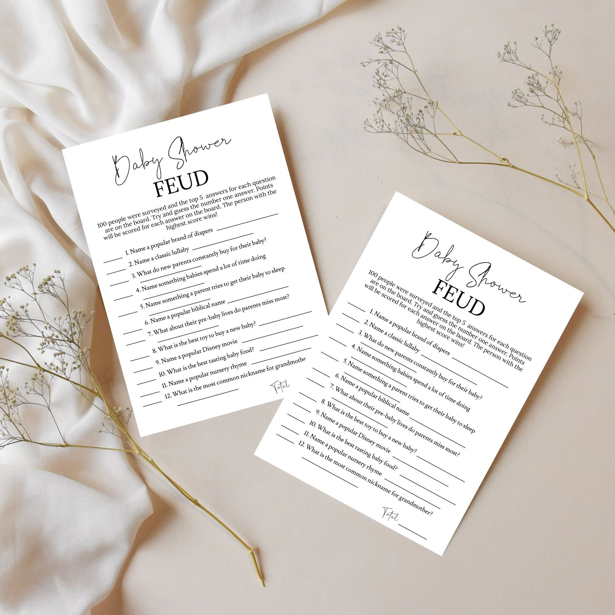 Baby Shower Feud, Guess the Top Five Answers on the Board, Baby Shower ...