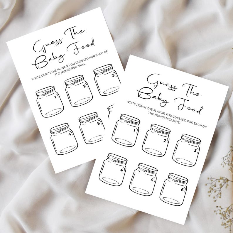 Guess the Baby Food Baby Shower Game, Taste the Baby Food, Minimalist ...