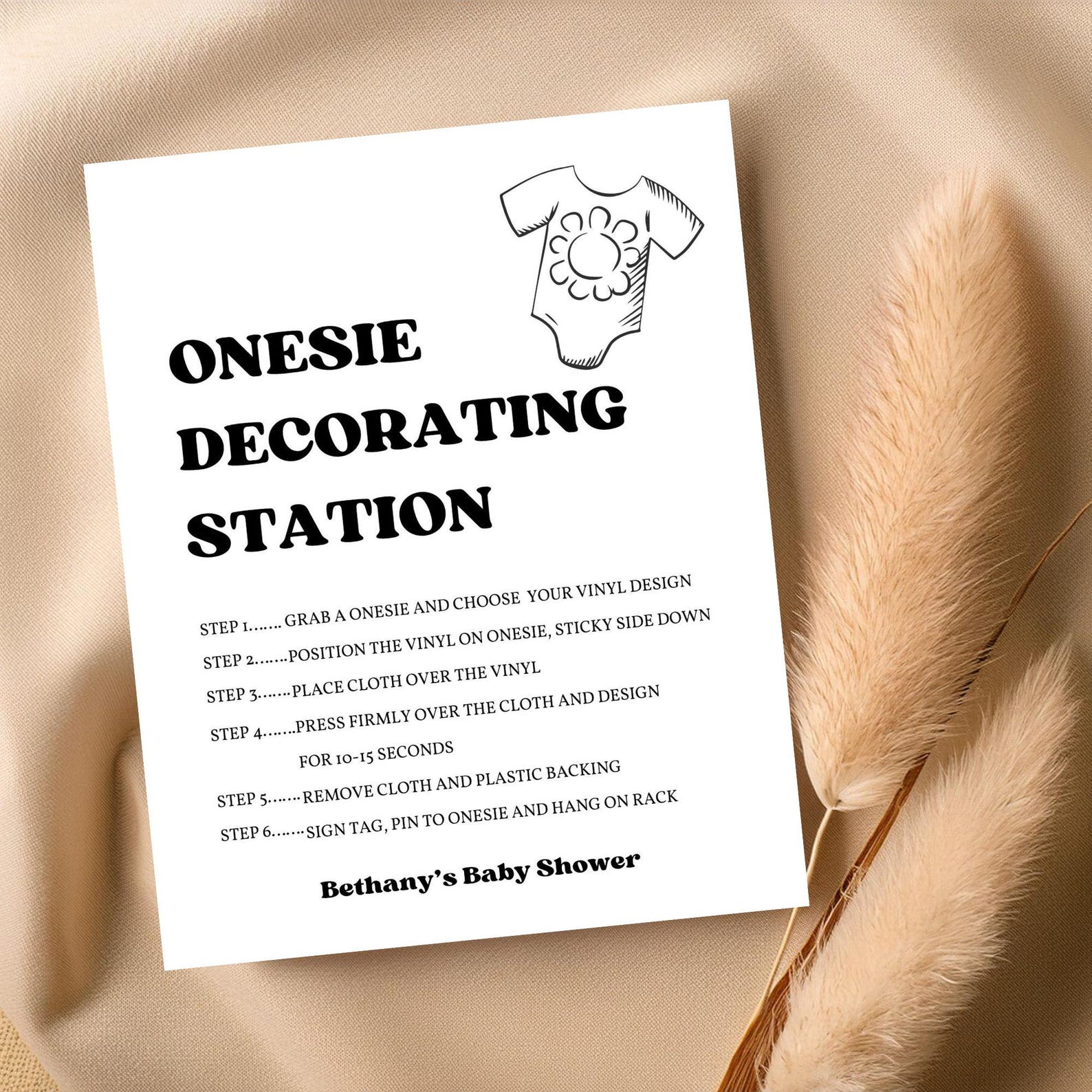 Onesie Station Baby Shower Sign, Decorate a Onesie Baby Shower Activity ...