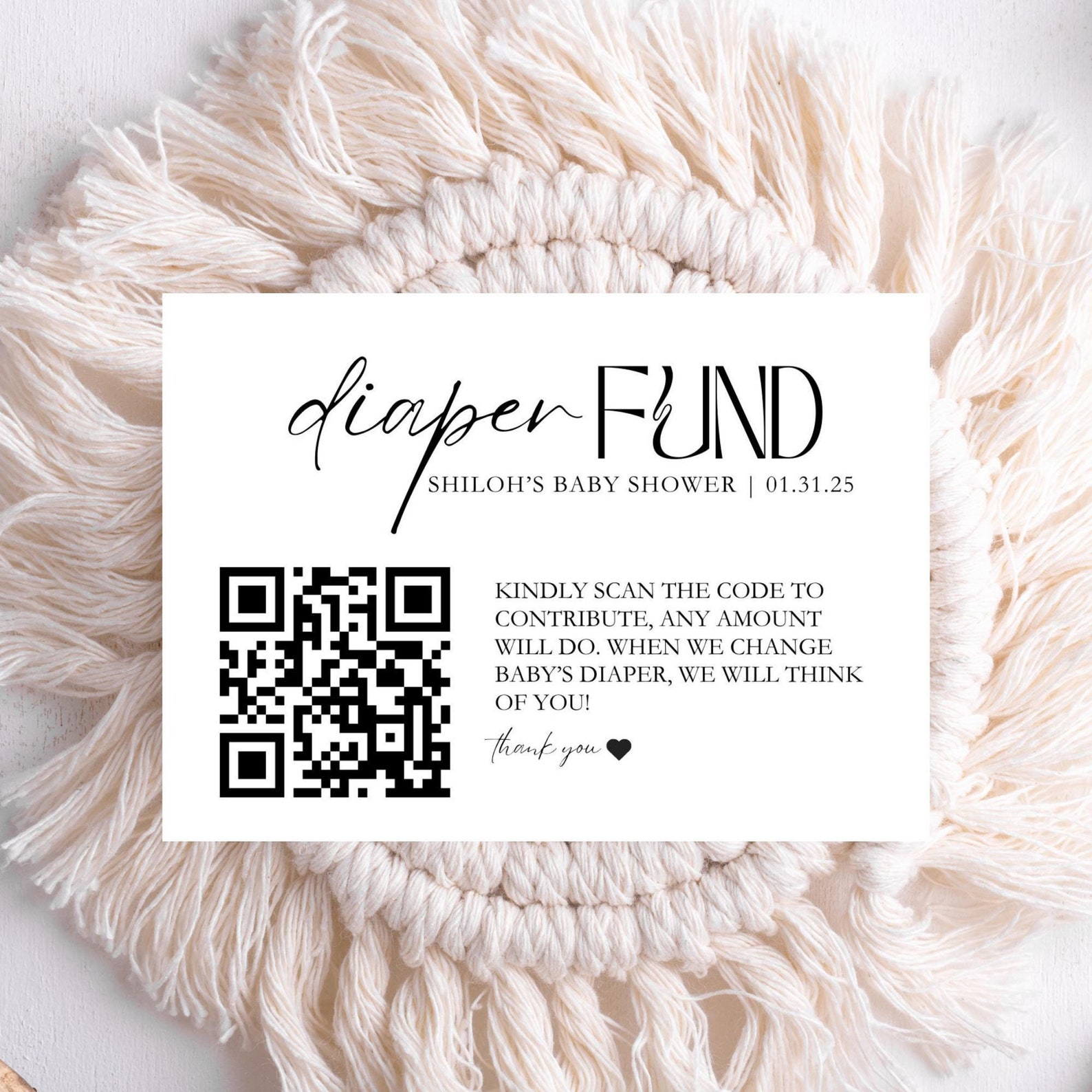 Diaper Fund Baby Shower Card , Collection Fund for Diapers, Diaper Fund ...