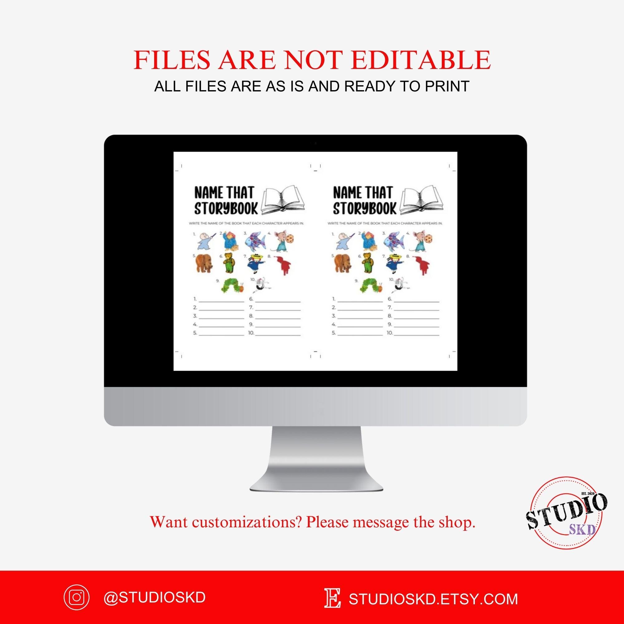 Name That Storybook Baby Shower Game, Guess the Storybook Titles Game ...