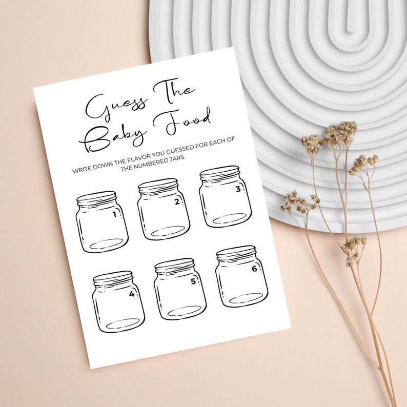 Guess the Baby Food Baby Shower Game, Taste the Baby Food, Minimalist ...