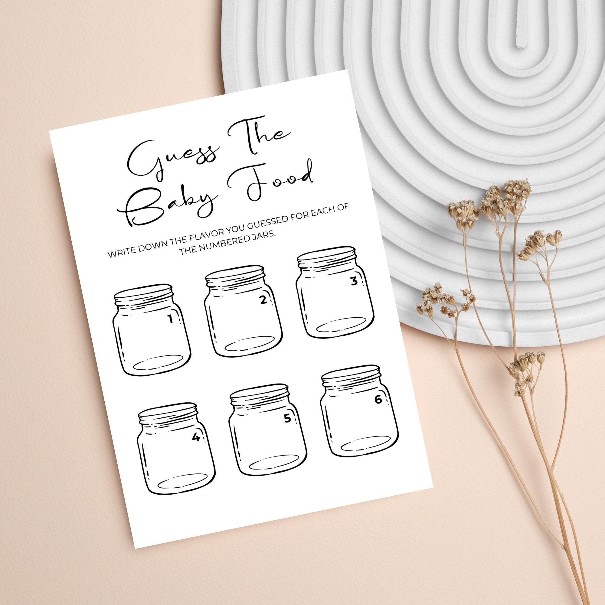 Guess the Baby Food Baby Shower Game, Taste the Baby Food, Minimalist ...
