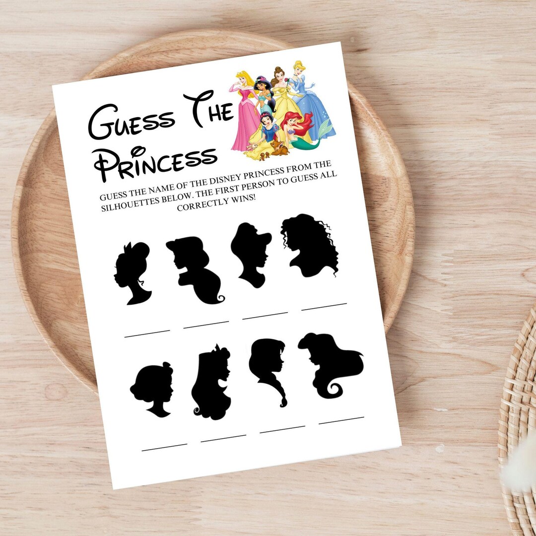 Guess the Princess Baby Shower Game, Silhouette Game, Baby Shower ...