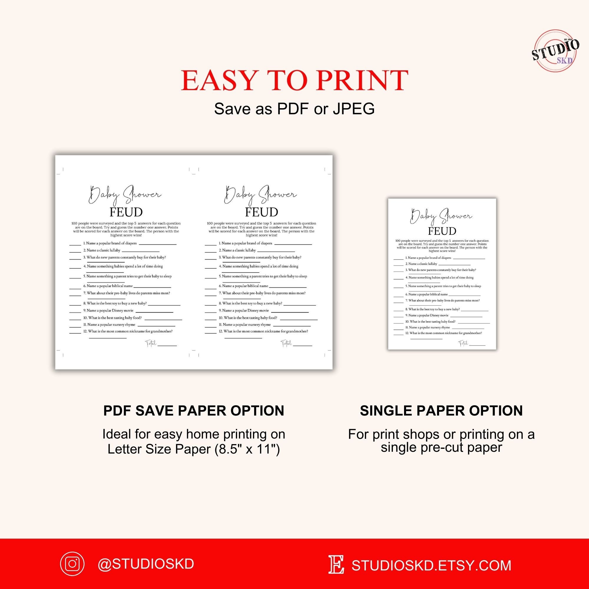 Baby Shower Feud, Guess the Top Five Answers on the Board, Baby Shower ...