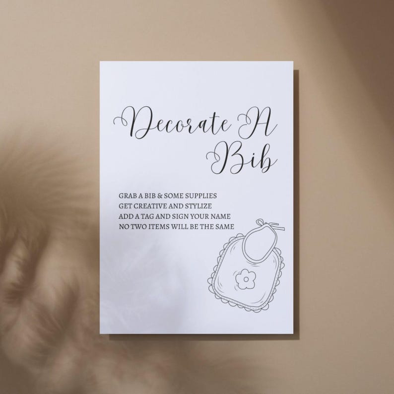 Decorate A Bib Station Baby Shower Sign, Baby Shower Bib Making Station ...