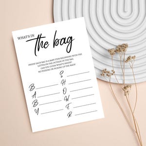 What's in the Bag Baby Shower Game, Baby Items Guessing Game ...