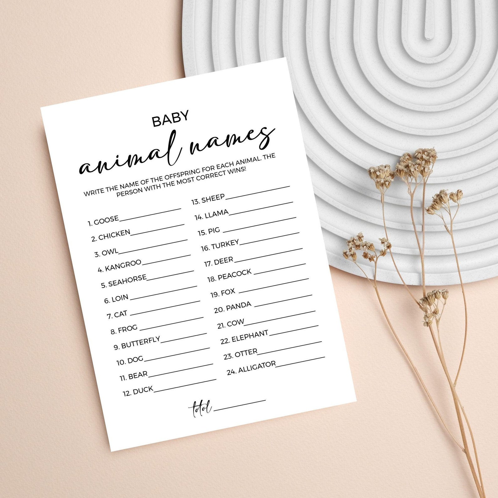 Baby Animal Names Baby Shower Game, Name That Animal Offspring, Baby ...