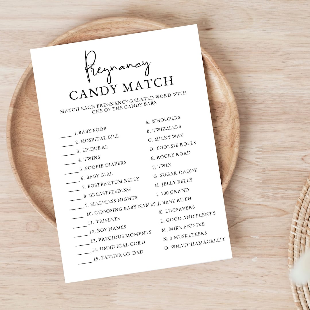 Pregnancy Candy Match, Baby Shower Games, Baby Shower Matching Game ...