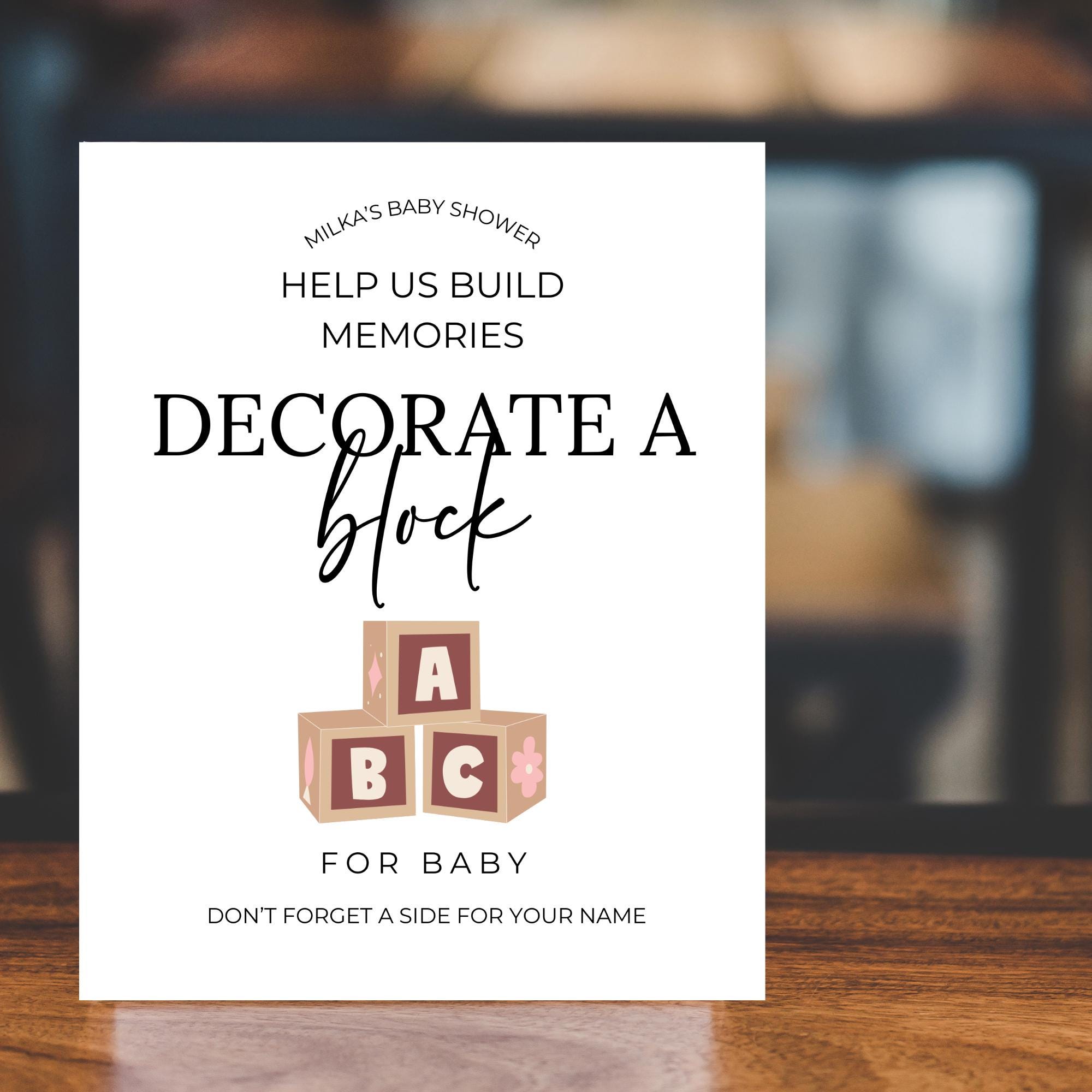 Decorate a Block Baby Shower Activity, Decorate Baby's First ABC Blocks ...