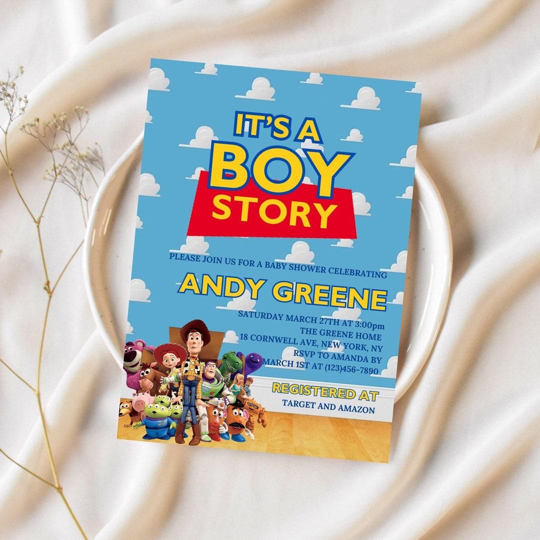 Boy Story Toy Story Baby Shower Invitation, It's A Boy Story Theme ...