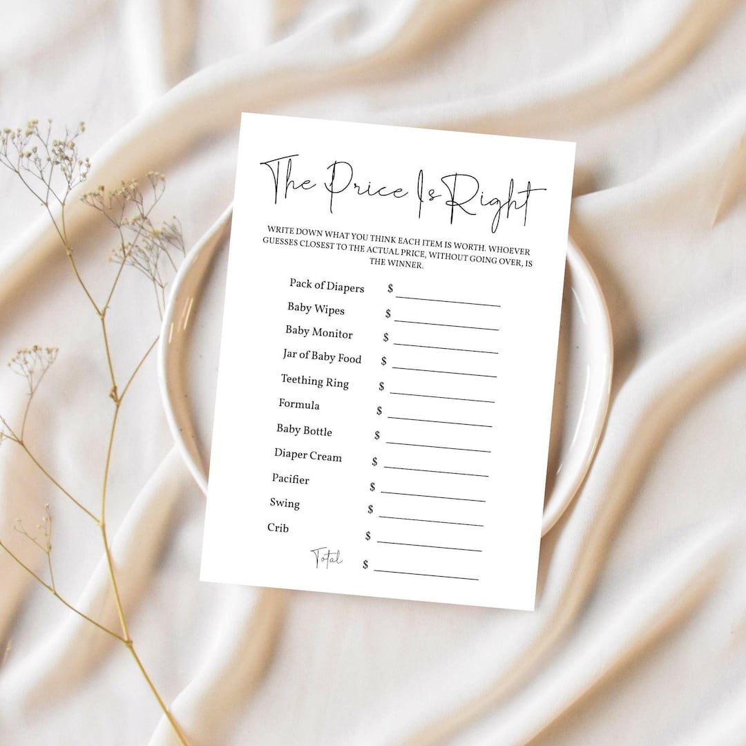 The Price is Right Baby Shower Game, Baby Price is Right, Guess the ...