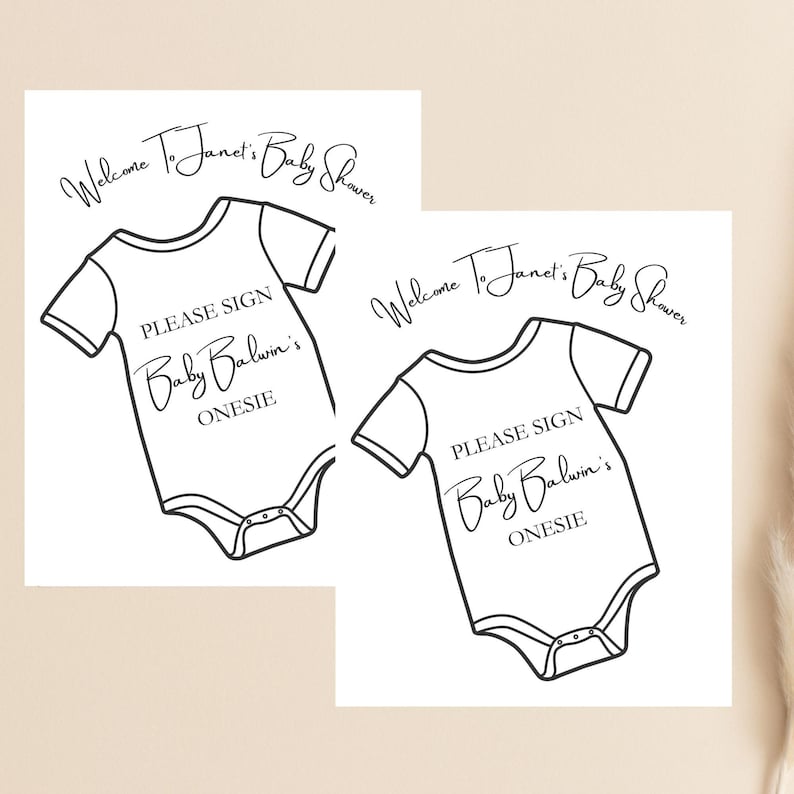 Editable Sign the Onesie Baby Shower Guestbook Sign, Guest Book ...