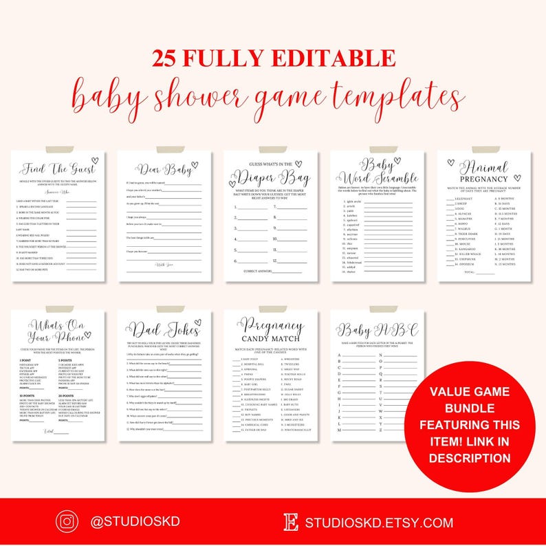 Animal Pregnancy Game, Printable Baby Shower Games, Editable Canva ...