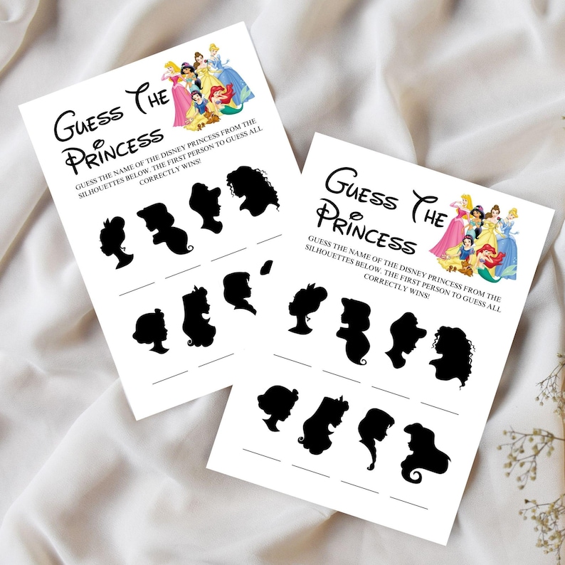 Guess the Princess Game, Printable Baby Shower Games, Fairytale ...