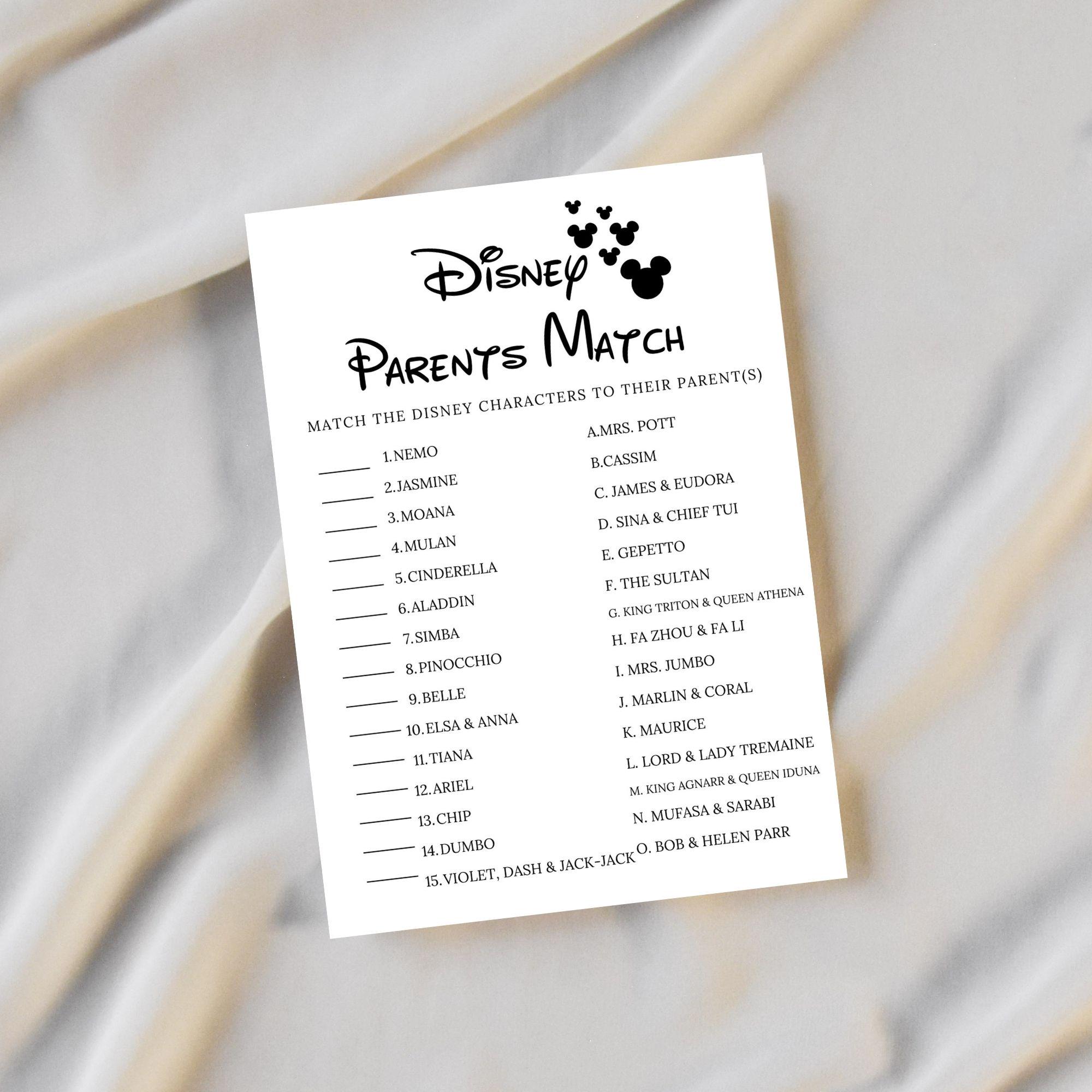 Parents Match Baby Shower Game Match the Parents to Your Favorite ...