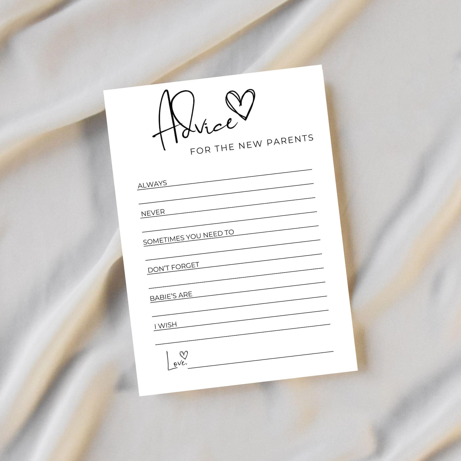 Advice for the New Parents Baby Shower Activity, Advice for the Parents ...