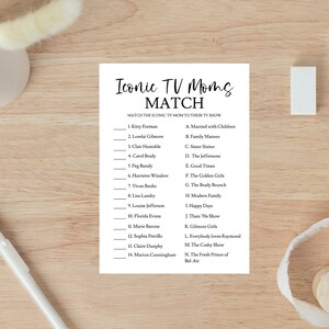 Iconic TV Moms Match, Baby Shower Games, Baby Shower Matching Game ...