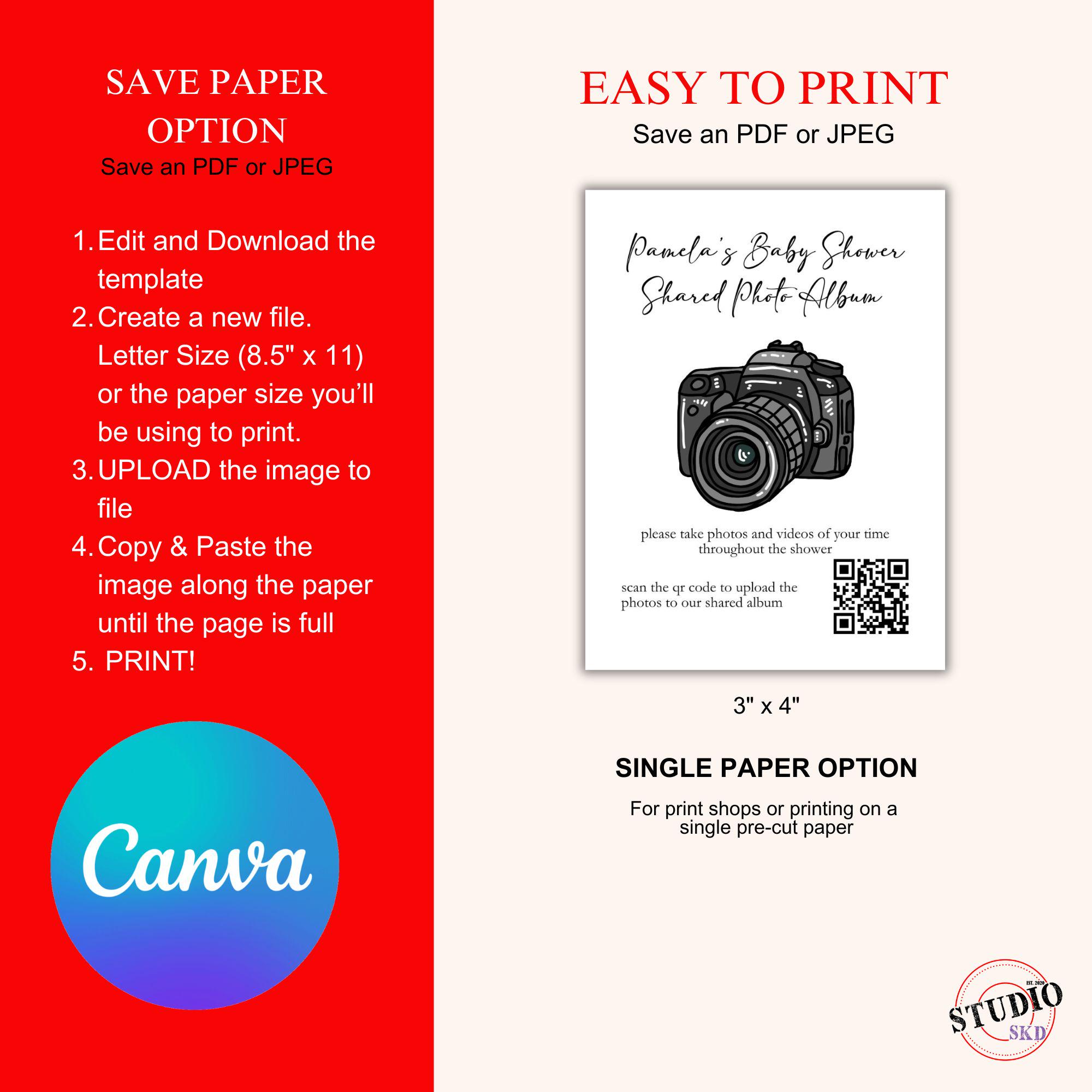 Baby Shower QR Code Scan to Upload Photos Card, Upload Photos With QR ...