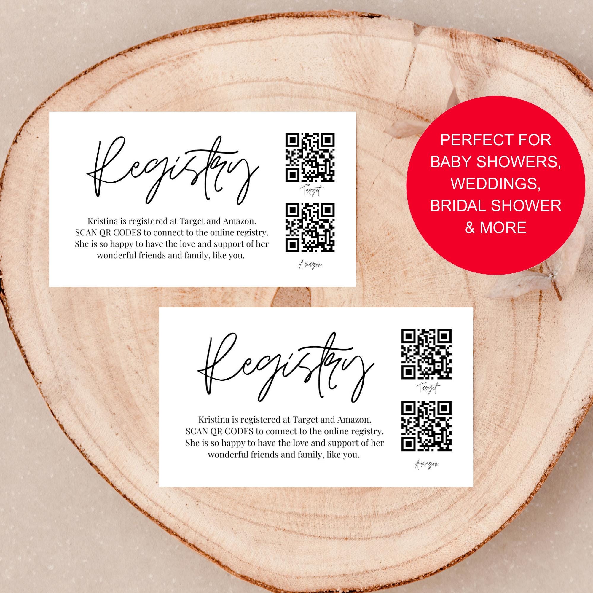 Custom Registry Card With QR Codes, Scan for Gift Registry, Digital ...