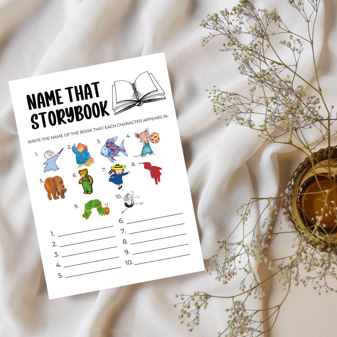 Name That Storybook Baby Shower Game, Guess the Storybook Titles Game ...