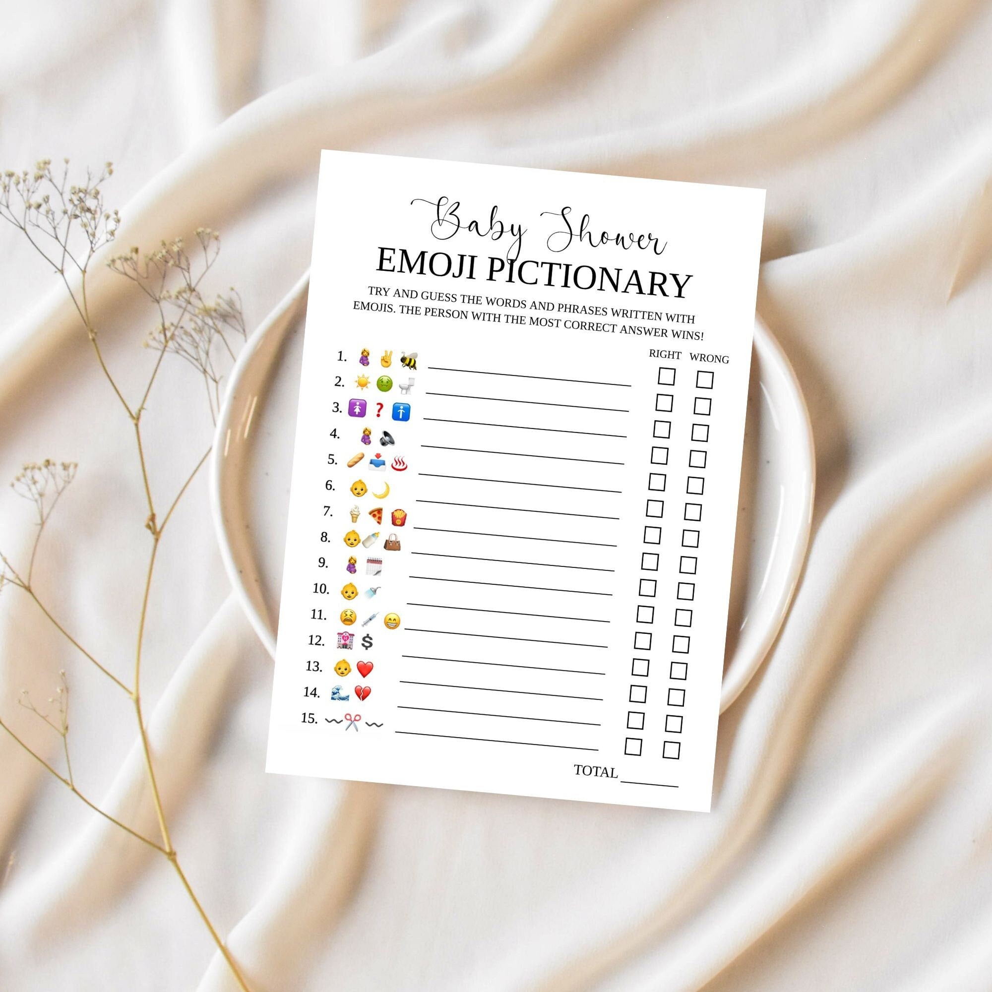 Emoji Pictionary Baby Shower Game, Emoji Baby Shower Game Baby Phrases ...