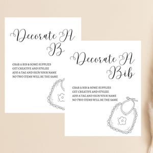Design a Bib Sign, Baby Shower Activity Sign, Decorate a Bib Baby ...