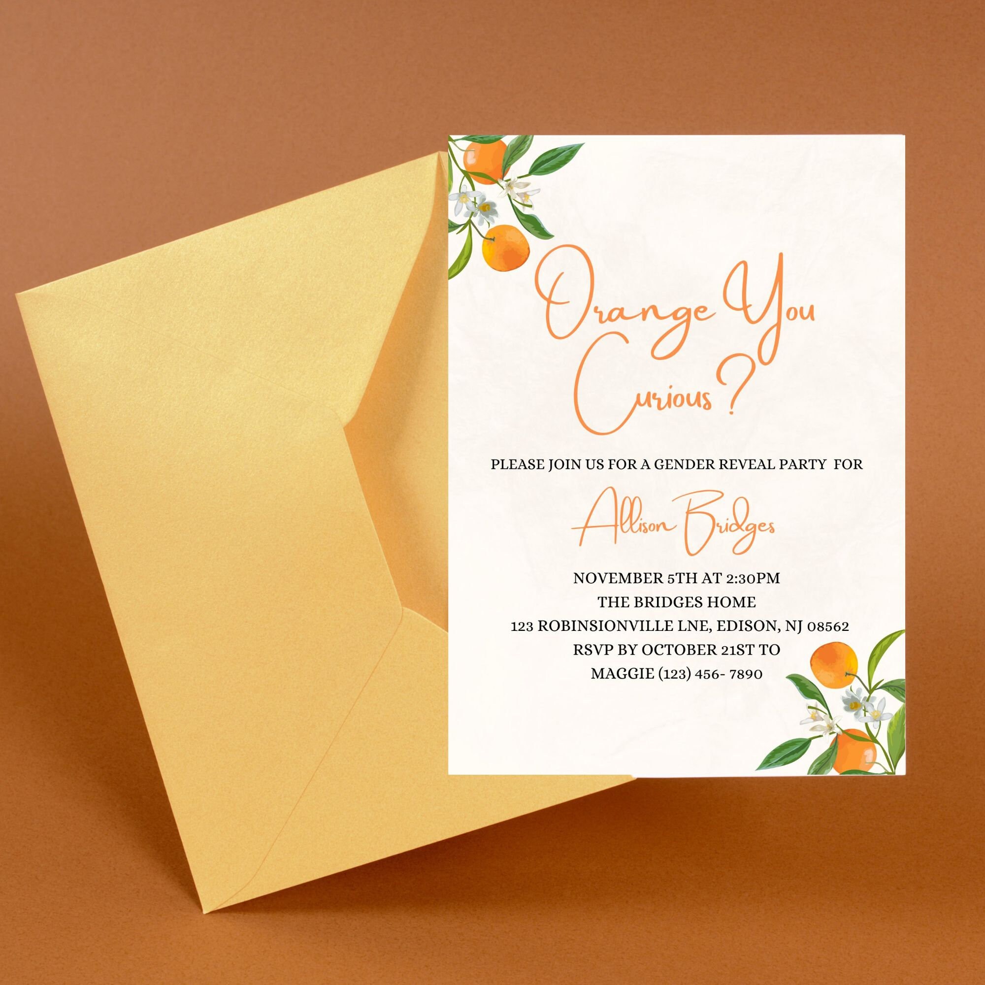 Orange You Curious Gender Reveal Party Invitation What Will - Etsy