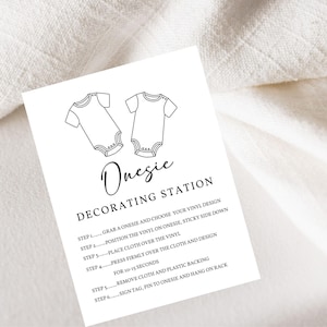 Onesie Station Instructions Baby Shower Sign, Decorate a Onesie Station ...