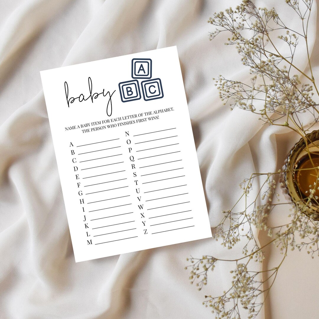 Printable Baby Shower Games, Baby ABC, Name That Baby Item Alphabet ...