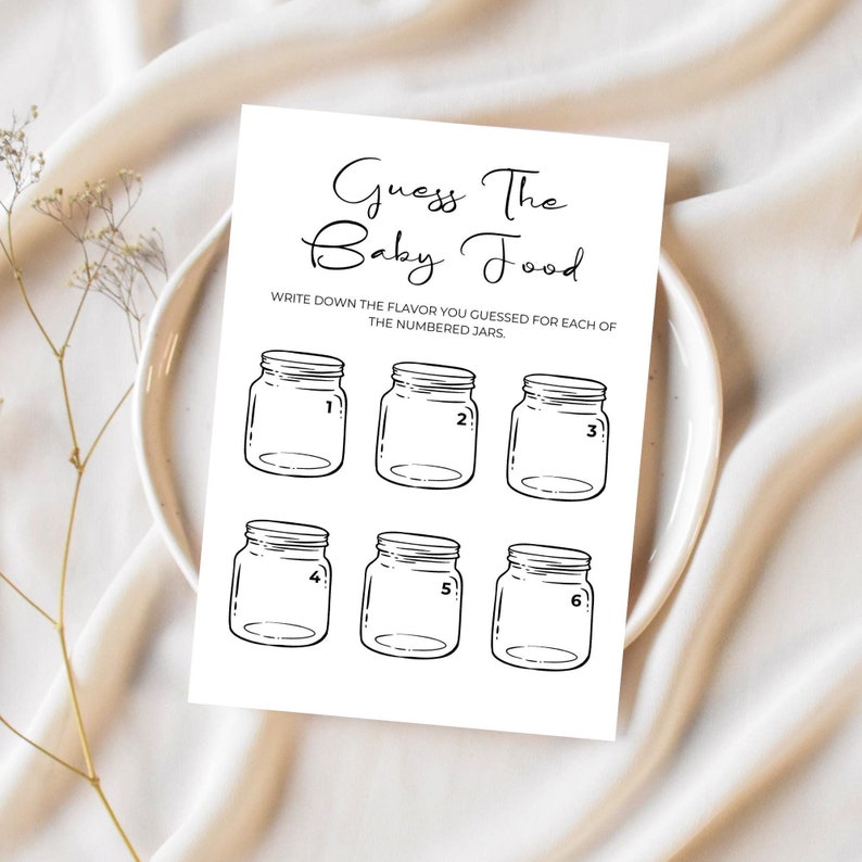Guess the Baby Food Baby Shower Game, Taste the Baby Food, Minimalist ...