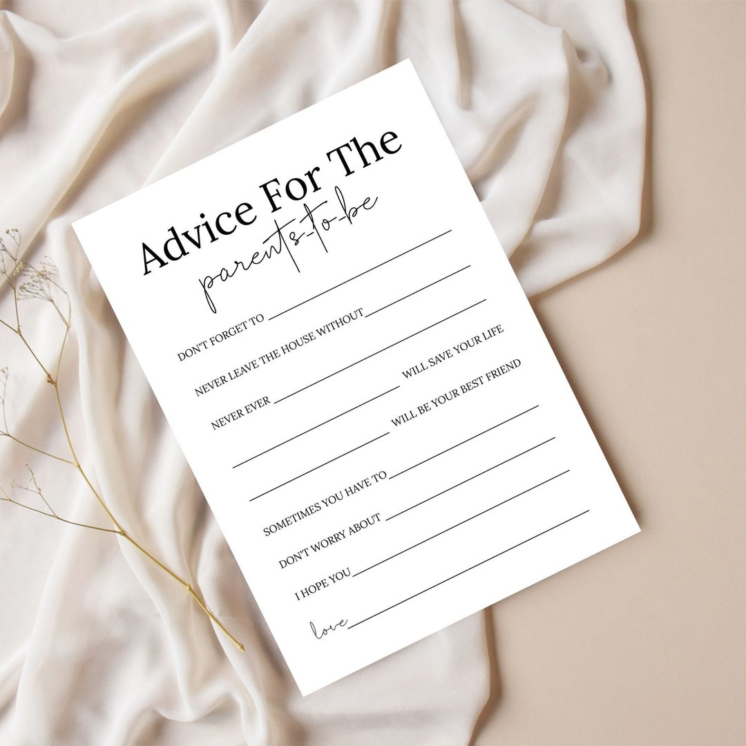 Baby Shower Advice Card, Baby Shower Games Printable, Advice for ...