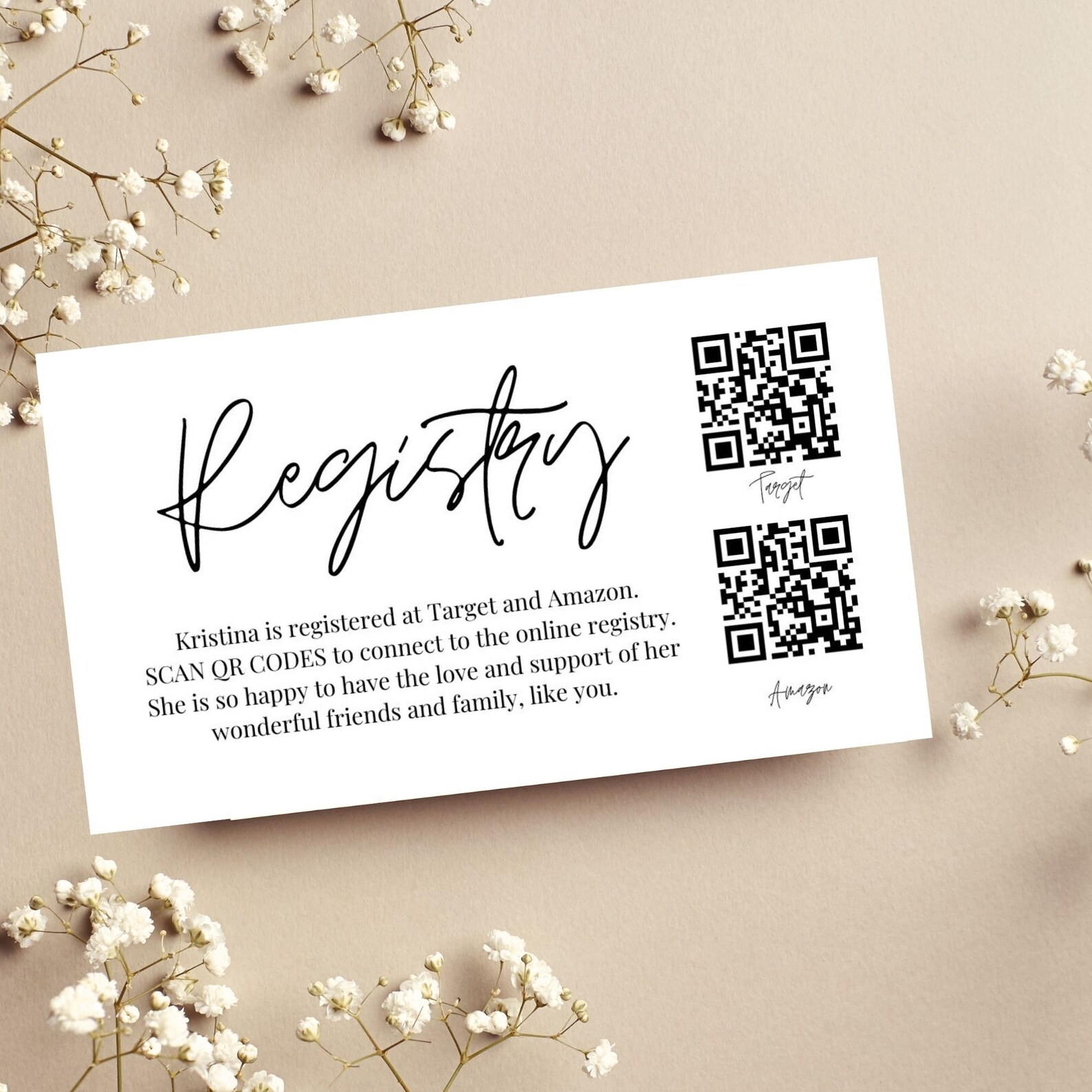 Baby Shower Registry Card With QR Codes Online Registry Access Editable ...