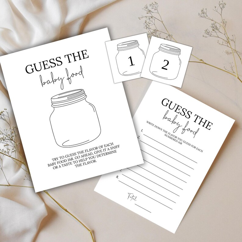 Guess the Baby Food Baby Shower Game, Taste the Baby Food, Minimalist ...