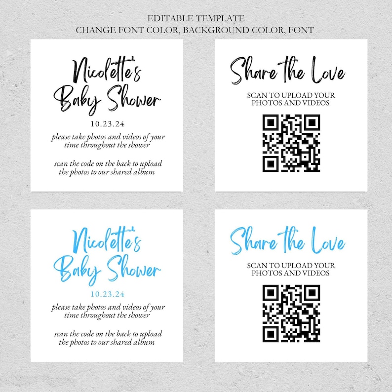Baby Shower Scan to Upload Photos and Videos Card With QR Code, How to ...
