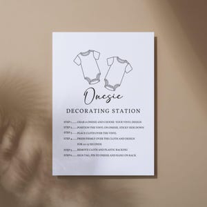 Onesie Station Instructions Baby Shower Sign, Decorate a Onesie Station ...