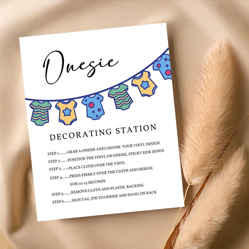 Onesie Decorating Station Baby Shower Sign, Onesie Station Heat Press ...