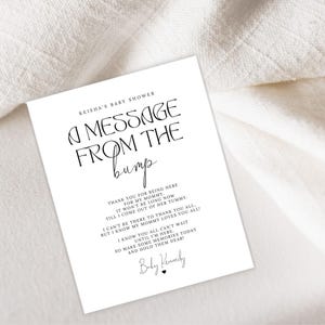 Message From the Bump Sign Minimalist Baby Shower Sign Baby Shower ...