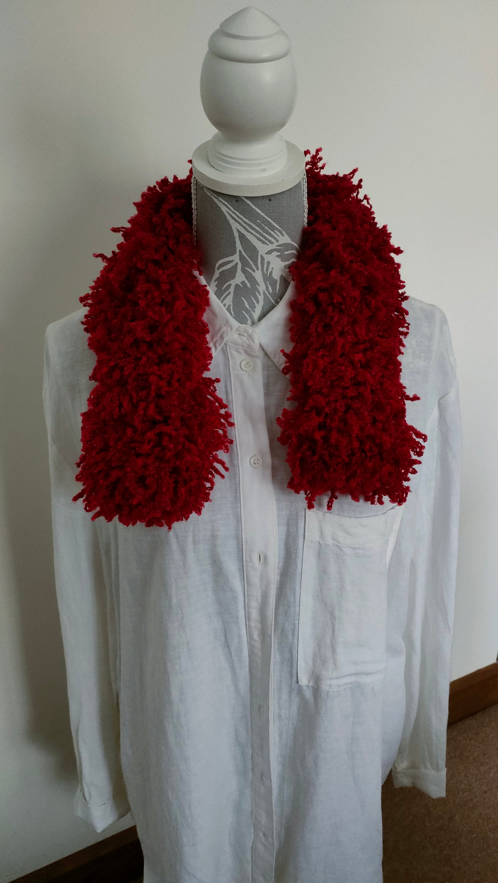 Bufanda roja tejida a mano bufanda peluda cálida regalo para ella ...