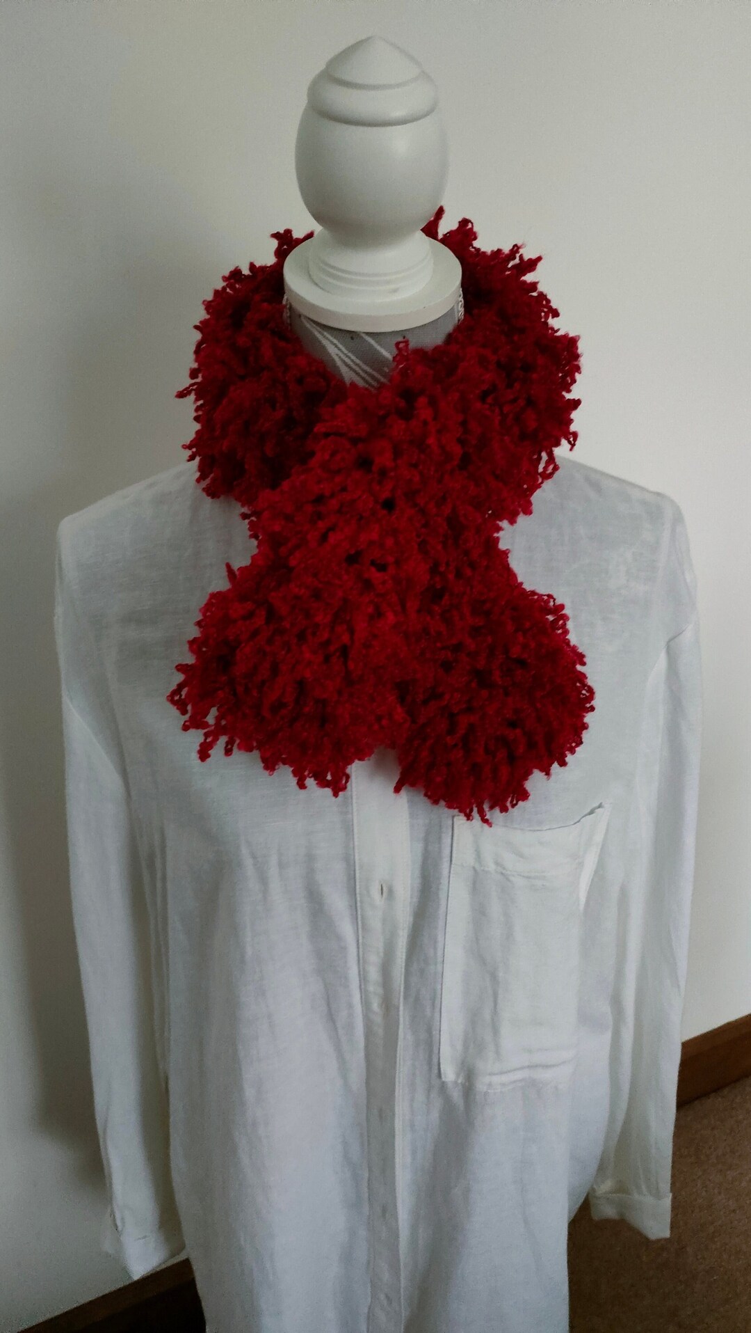 Bufanda roja tejida a mano bufanda peluda cálida regalo para ella ...