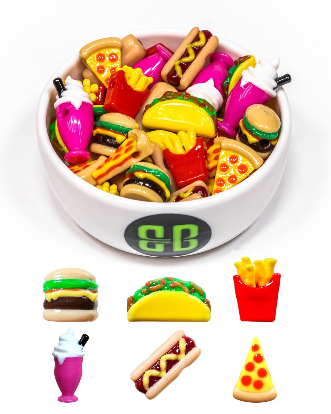 Fast Food Kandi Beads Choose From Pizza, Taco, Hamburger, Hot Dog ...