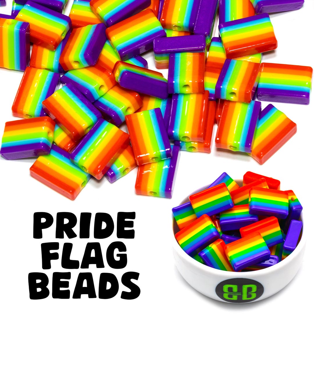 Rainbow Pride Flag Kandi Beads | Rave Music Festival Charms - Etsy