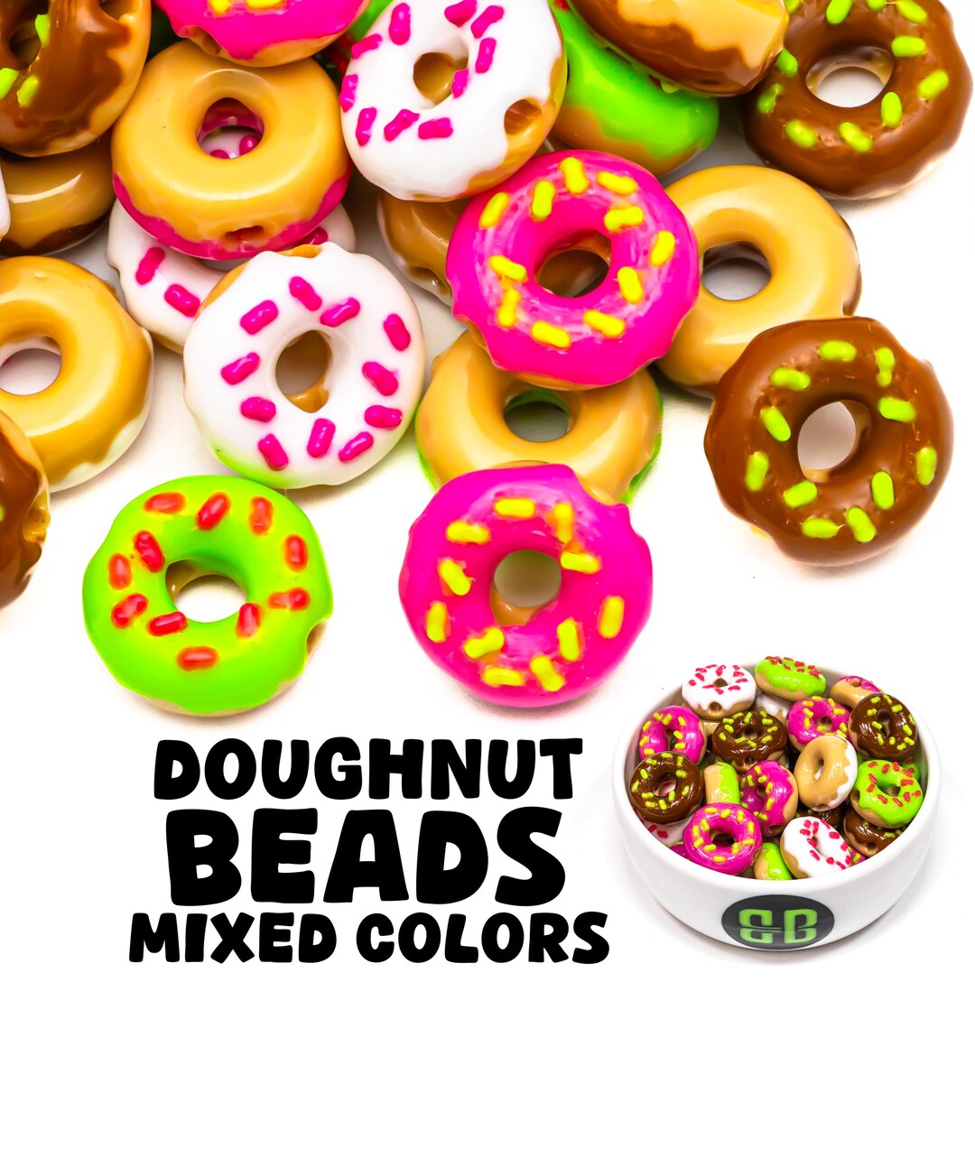 Donut Kandi Beads | Rave Charms, Colorful Plastic - Etsy