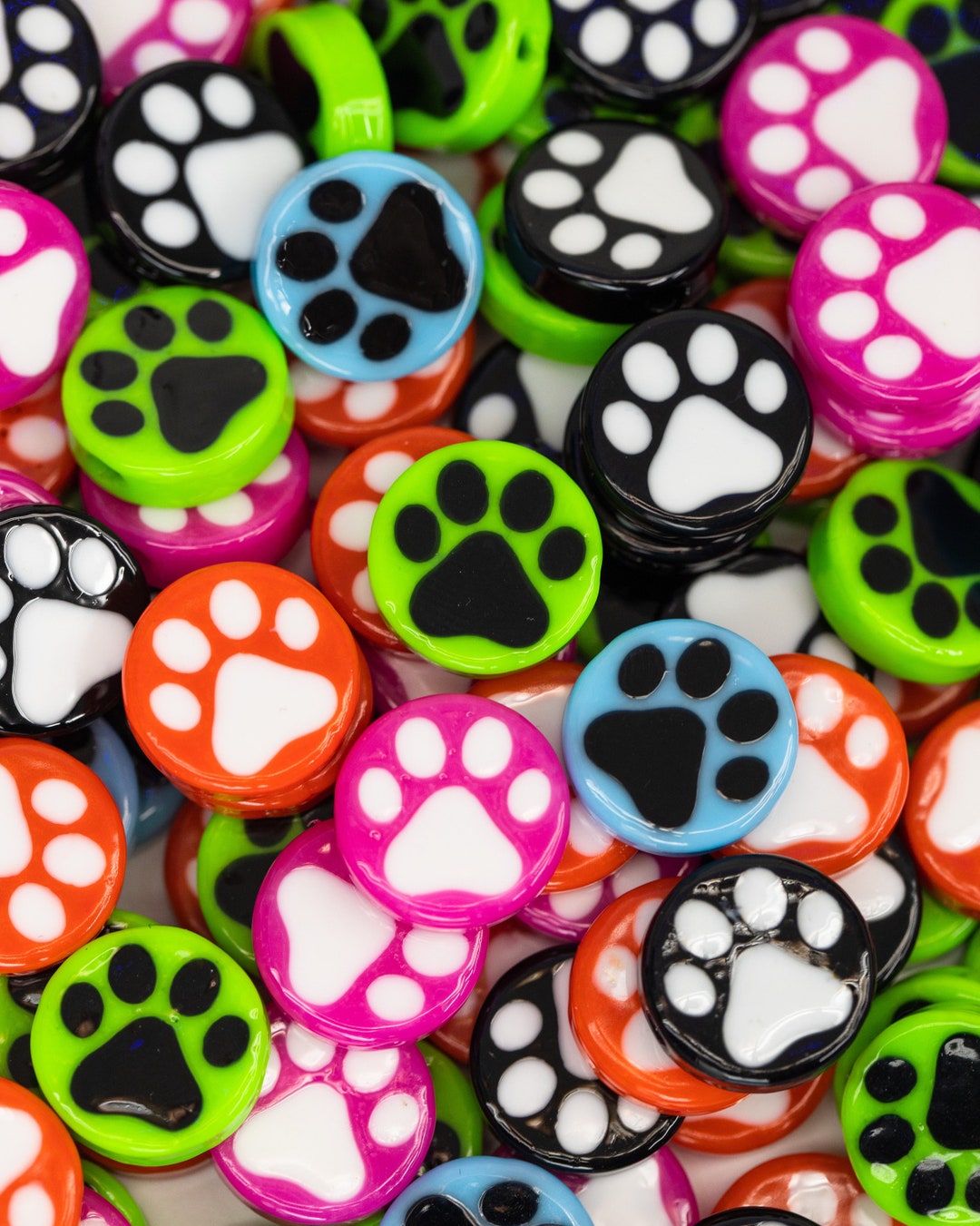 Paw Print Kandi Beads Choose From Green, Black, Blue, Red, Pink, or ...