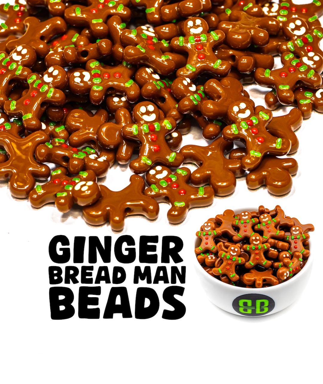 Gingerbread Man Kandi Beads | Packs of 1, 5, 10, 20, or 30 Beads. Music ...
